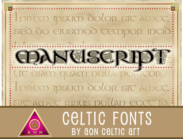 CELTIC FONT - Aon Manuscript Black, INVITATIONS, Opentype svg, Irish W ...